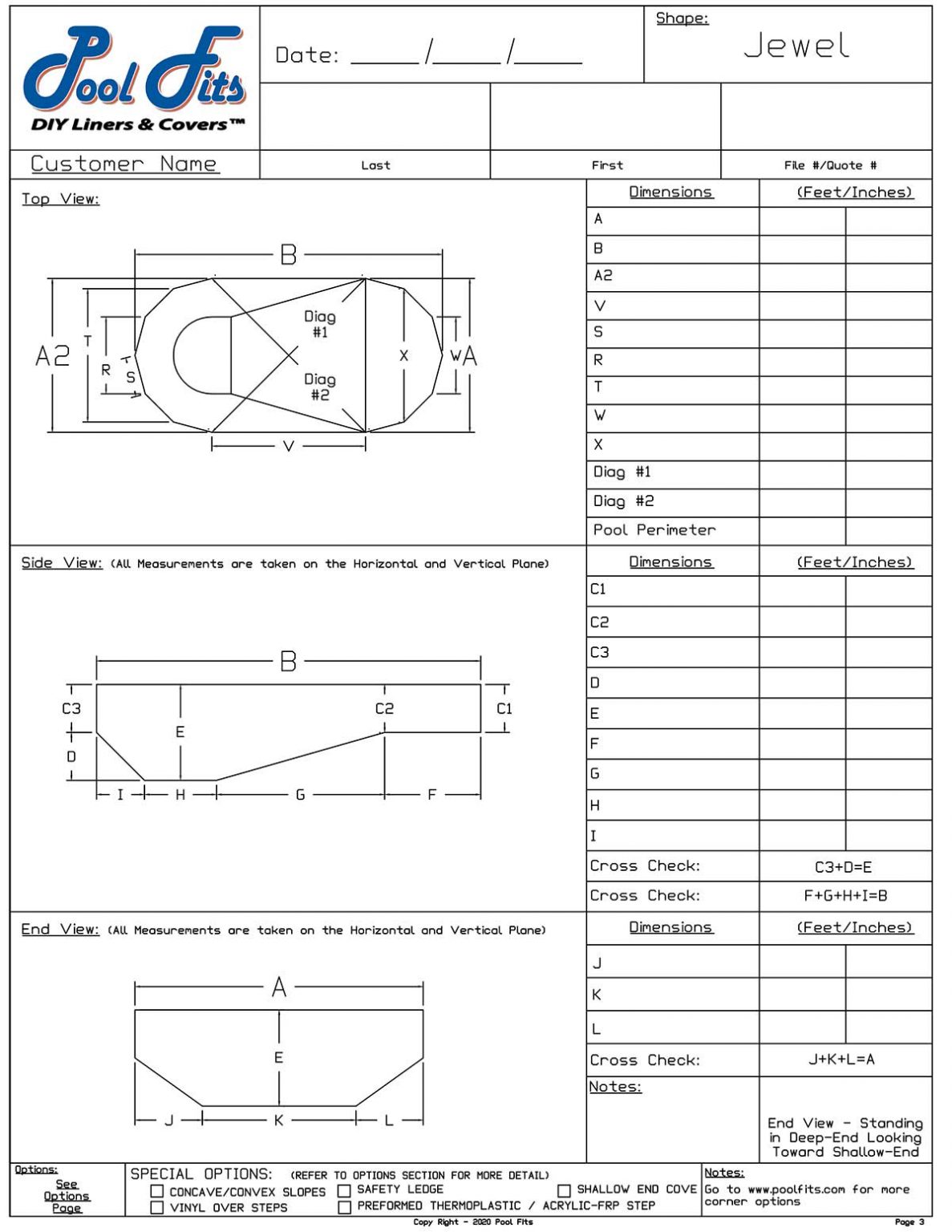 Inground Pool Liner Measurement Forms - Info - Pool Fits DIY