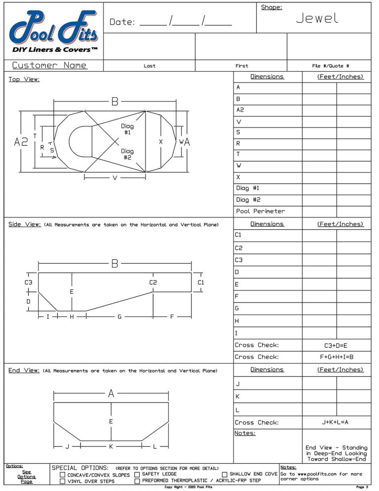 Inground Pool Liner Measurement Forms - Info - Pool Fits DIY