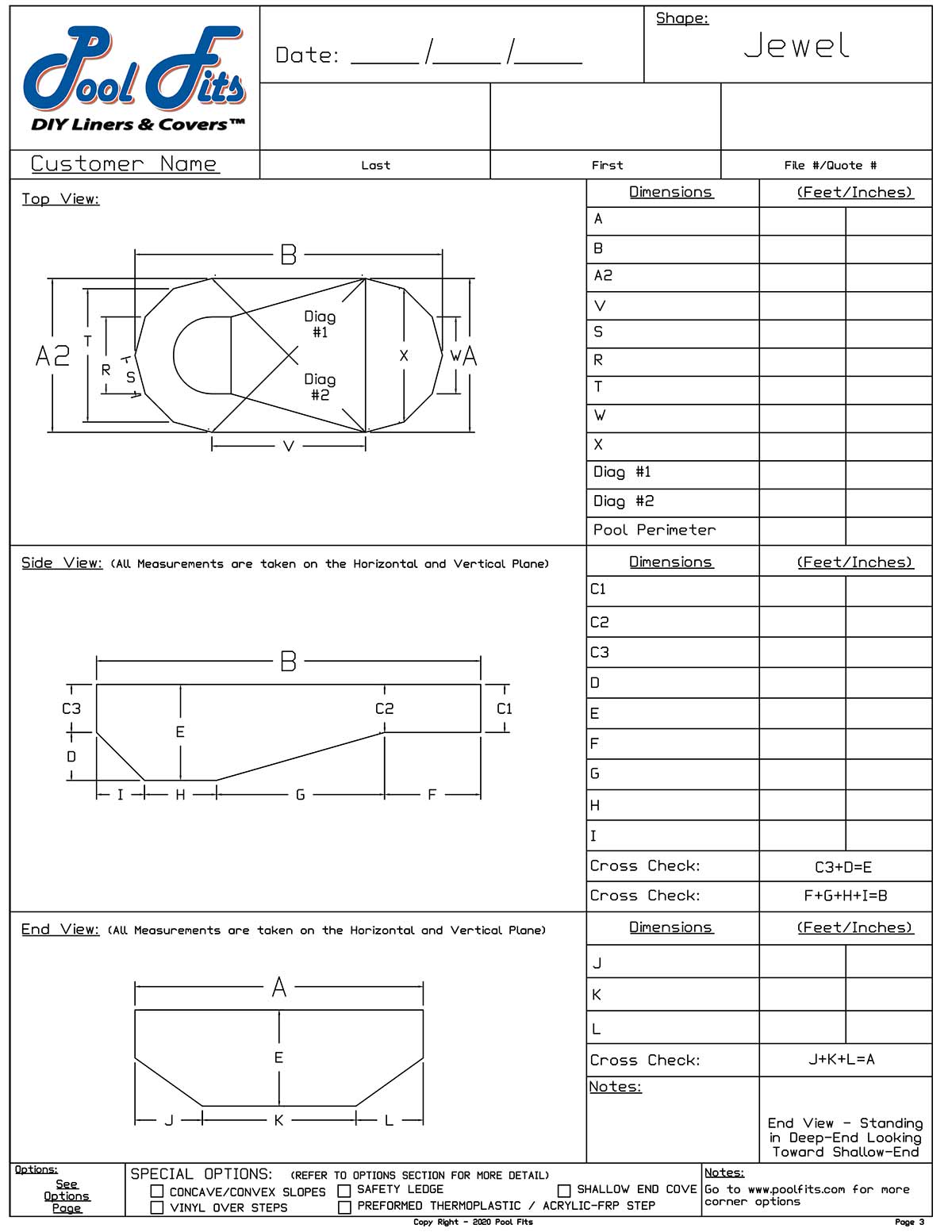 Inground Pool Liner Measurement Forms - Info - Pool Fits DIY
