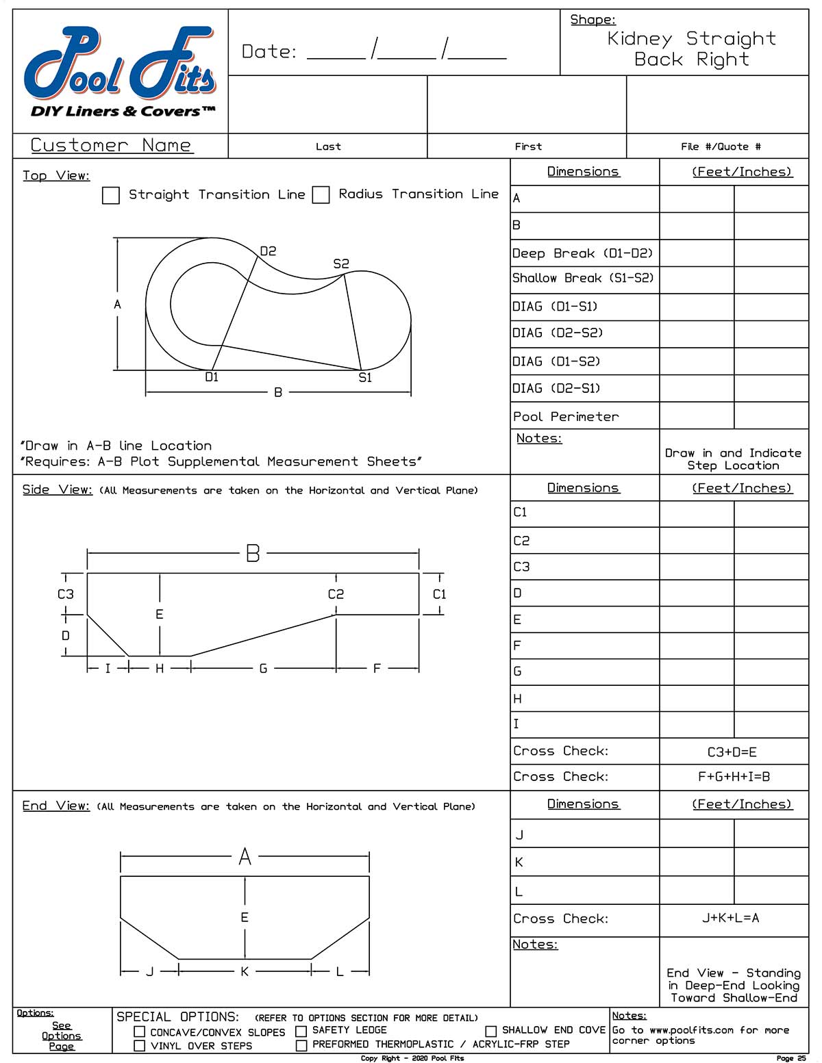 Inground Pool Liner Measurement Forms - Info | Pool Fits DIY