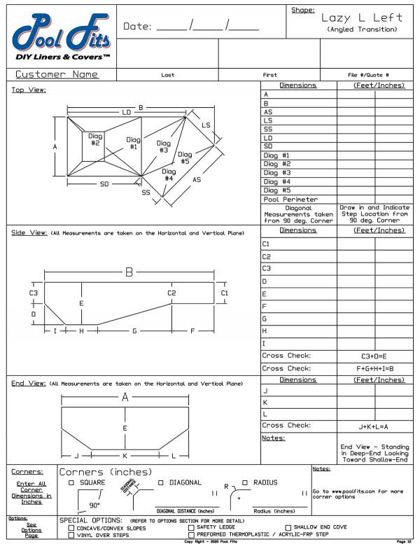 Inground Pool Liner Measurement Forms - Info - Pool Fits DIY