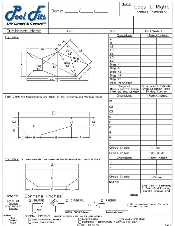 Inground Pool Liner Measurement Forms - Info - Pool Fits DIY