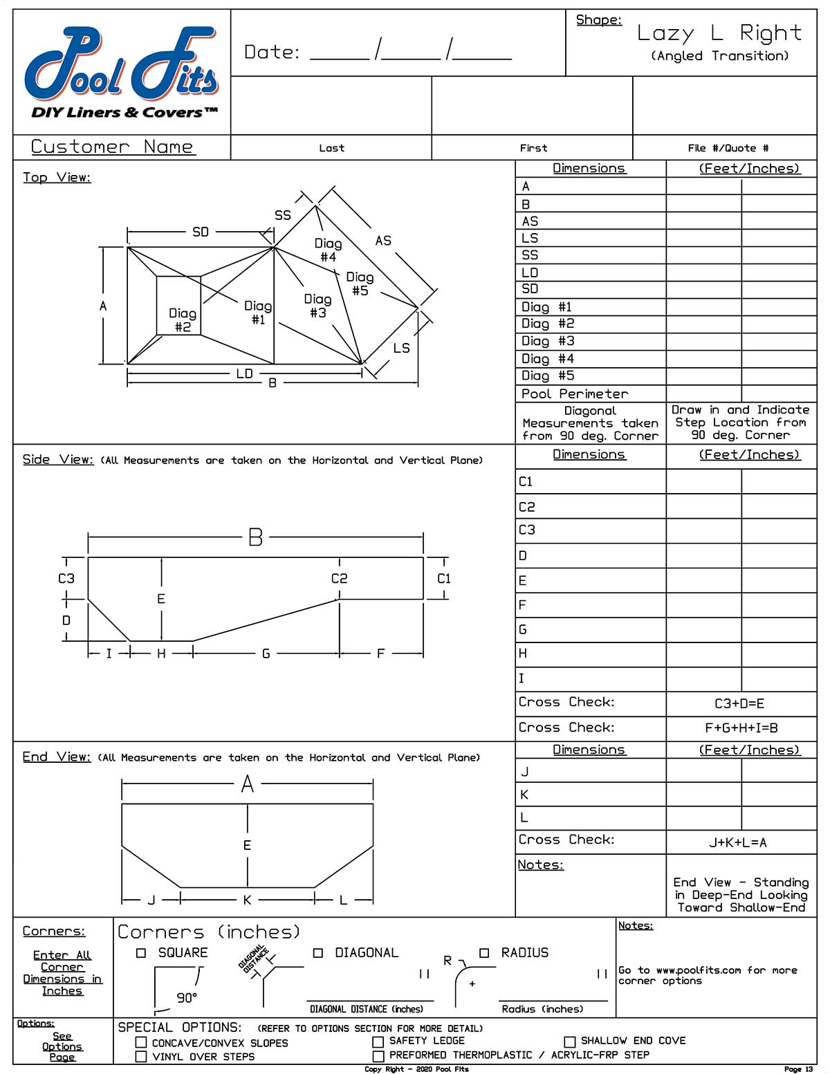 Inground Pool Liner Measurement Forms - Info - Pool Fits DIY