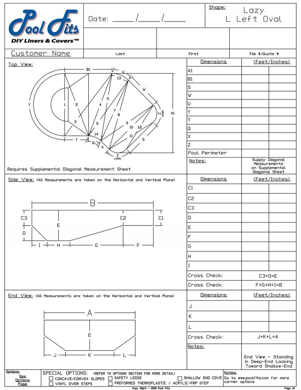 Inground Pool Liner Measurement Forms - Info - Pool Fits DIY