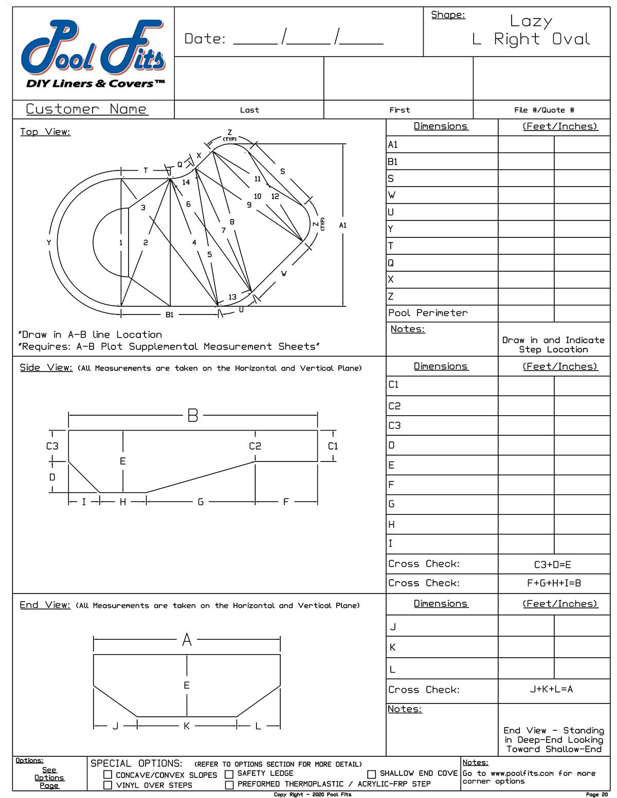 Inground Pool Liner Measurement Forms - Info - Pool Fits DIY