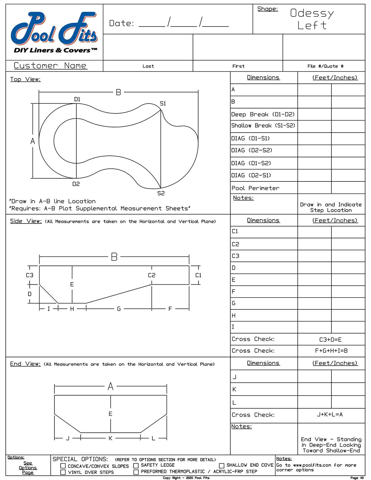 Inground Pool Liner Measurement Forms - Info | Pool Fits DIY