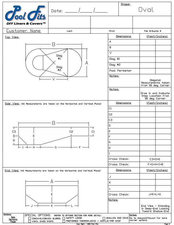 Inground Pool Liner Measurement Forms - Info - Pool Fits DIY