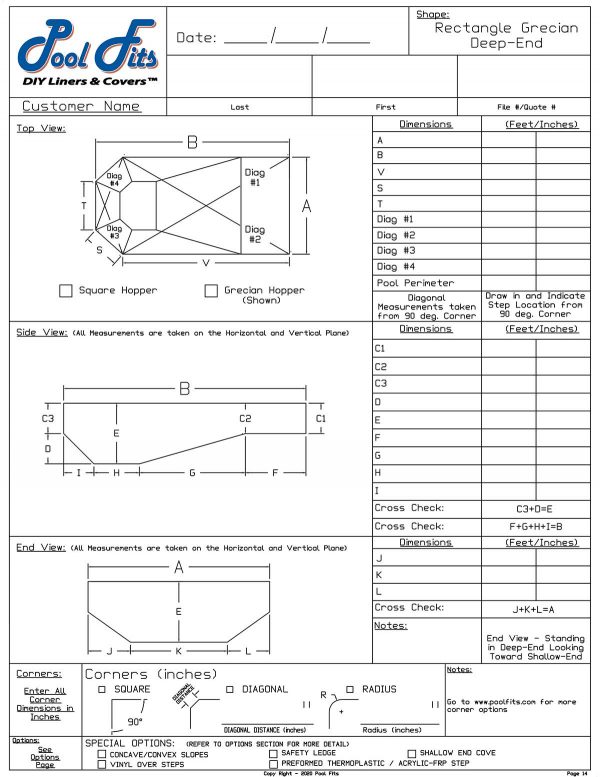 Inground Pool Liner Measurement Forms - Info - Pool Fits DIY