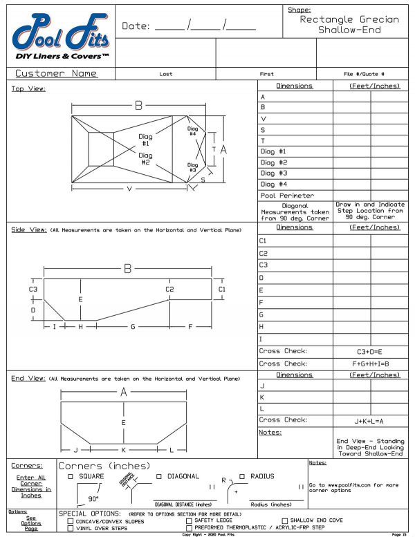 Inground Pool Liner Measurement Forms - Info - Pool Fits DIY