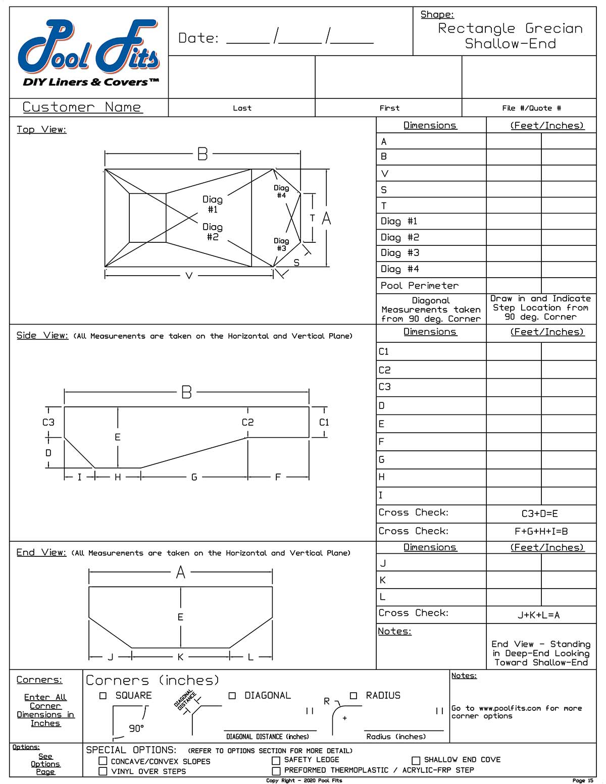 Inground Pool Liner Measurement Forms - Info - Pool Fits DIY