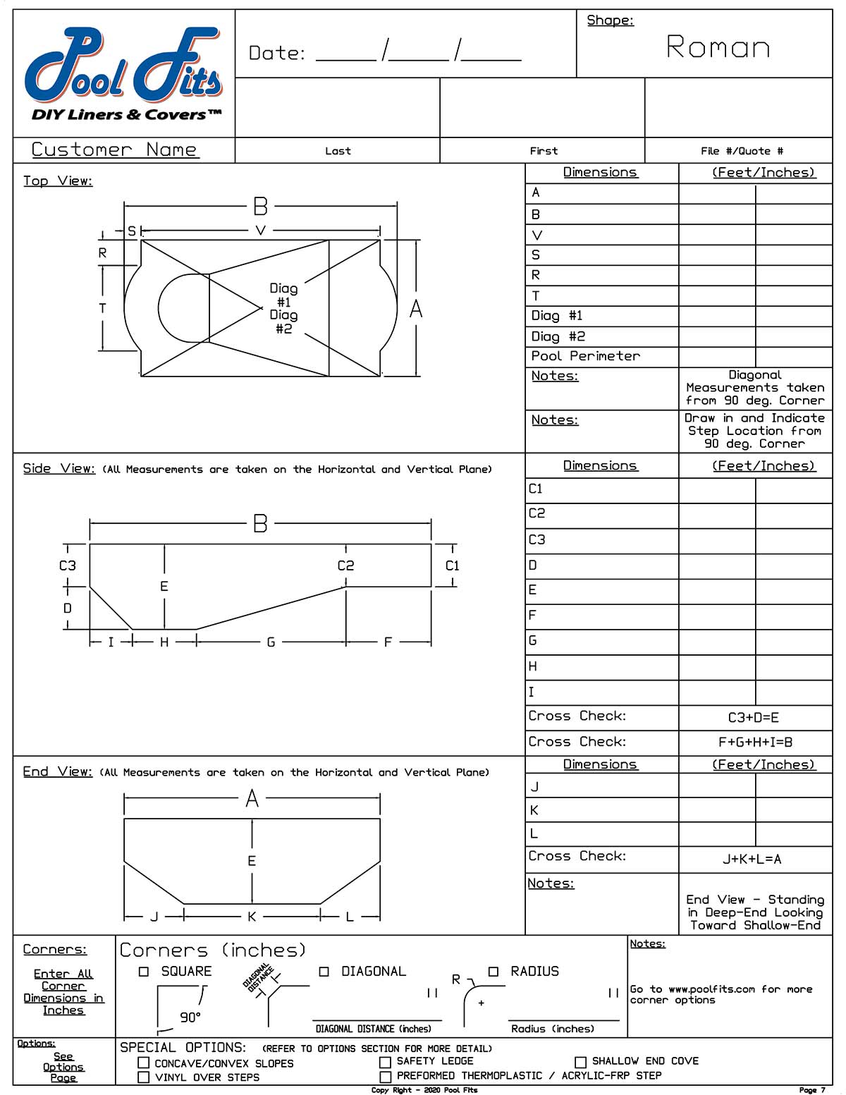 Inground Pool Liner Measurement Forms - Info | Pool Fits DIY