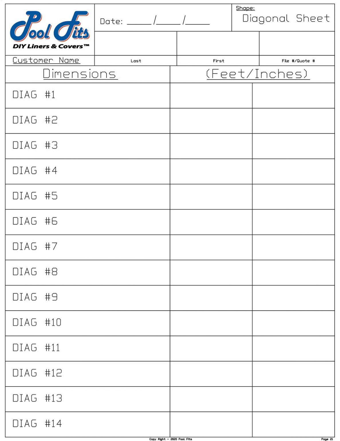 Inground Pool Liner Measurement Forms - Info | Pool Fits DIY