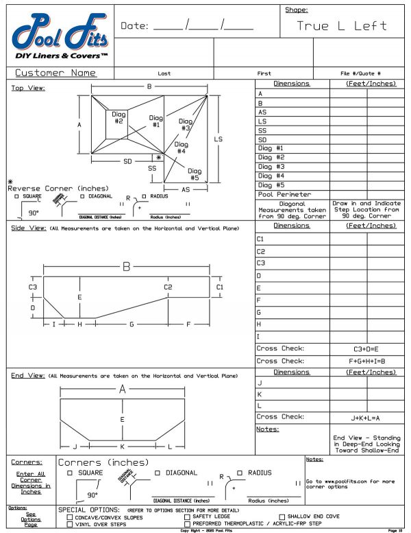 Inground Pool Liner Measurement Forms - Info - Pool Fits DIY