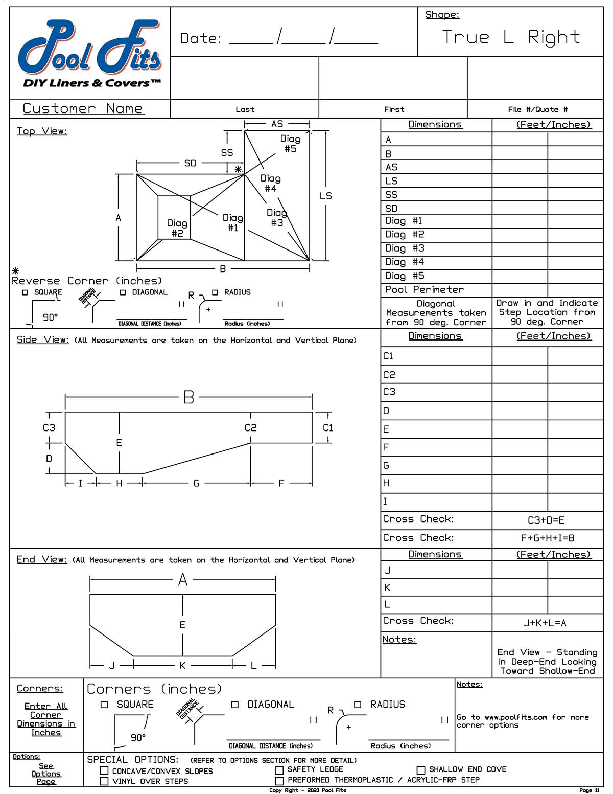 Inground Pool Liner Measurement Forms - Info - Pool Fits DIY