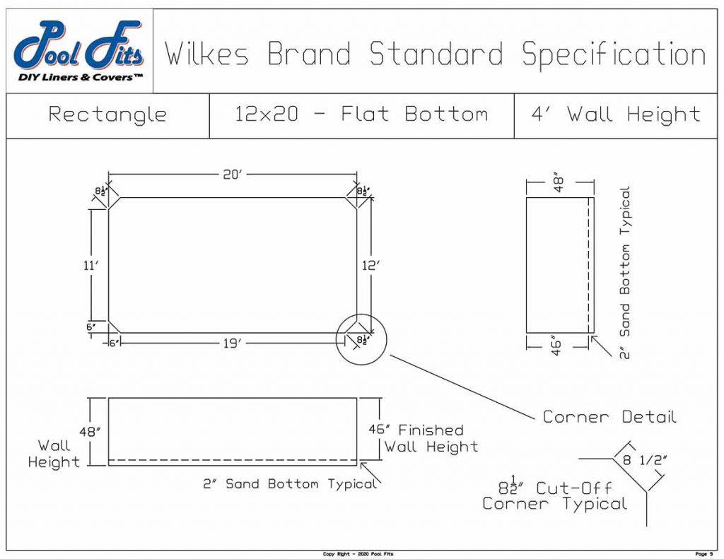 Wilkes Swimming Pool Specifications - Pool Fits Liners & Covers